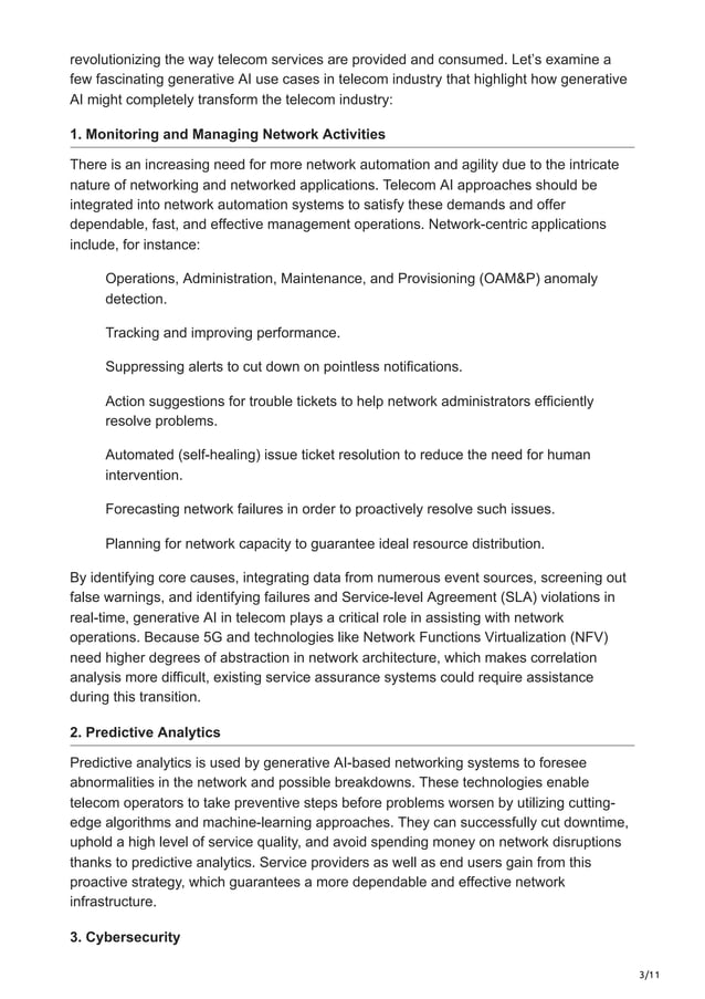 Generative Ai In Telecom Use Cases Amp Benefitspdf