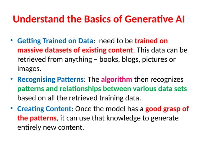 Introduction to Generative AI refers to a subset of artificial ...