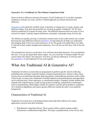 Generative Al vs Traditional Al: The Ultimate Comparison Guide | DOCX