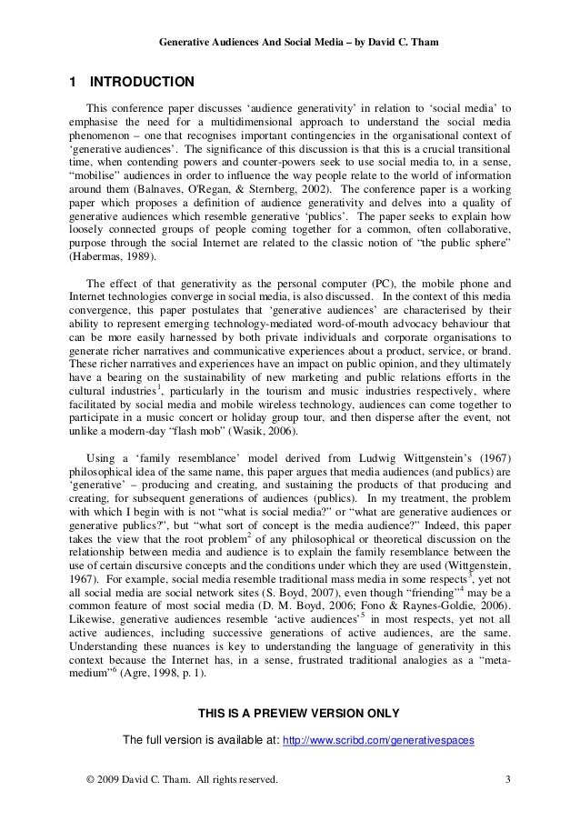 Generative Audiences And Social Media (Refereed Paper)