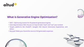 Generative Engine Optimization (GEO) The Future of Search Visibility | PPTX