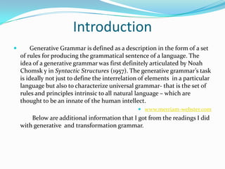 Generative grammar | PPTX