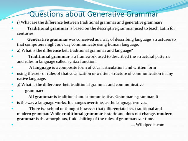 Generative grammar | PPTX | Technology & Computing