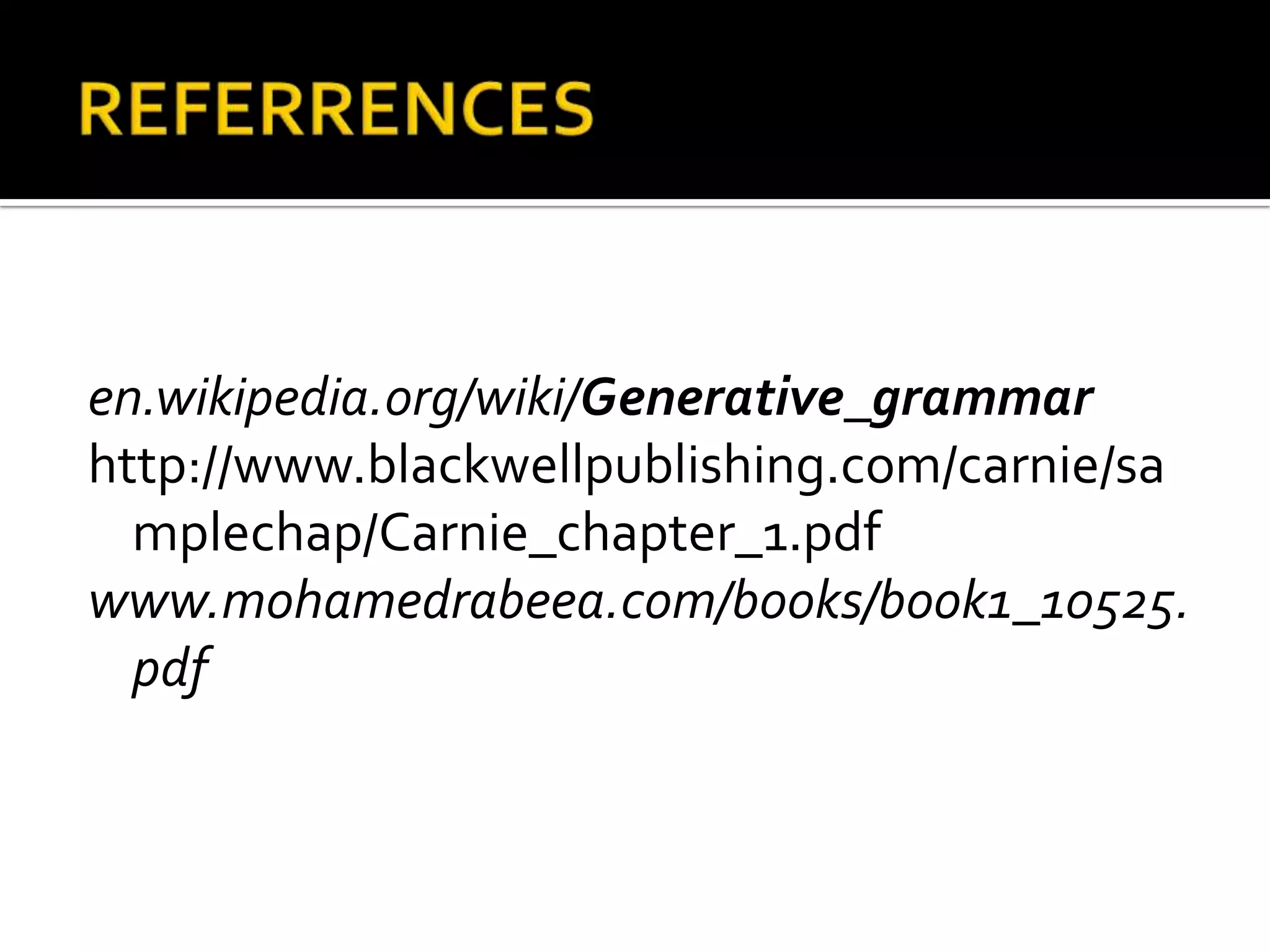 Generative grammar ppt report | PPTX