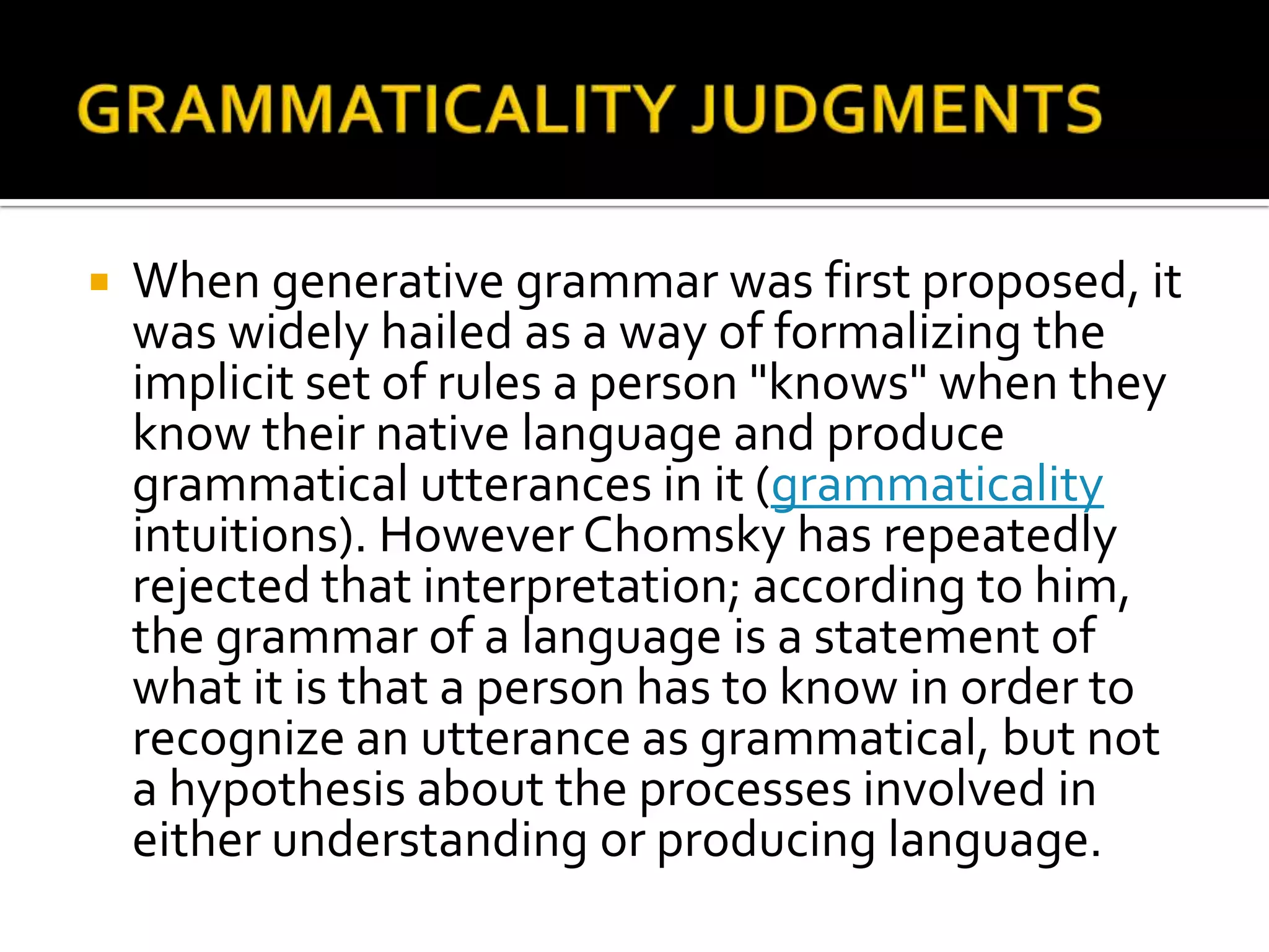 Generative Grammar Ppt Report Pptx
