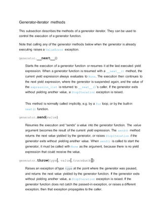 Generator iterator methods | PDF