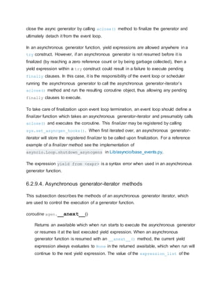 Generator iterator methods