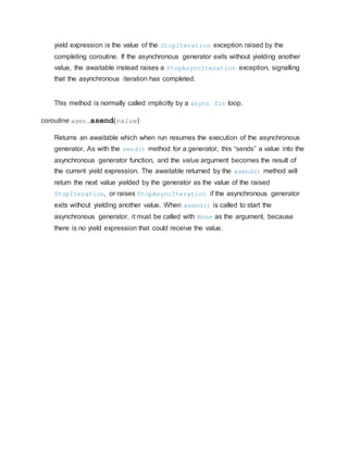 Generator iterator methods