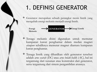 generator sebagai bagian pebangkit listrik | PPTX