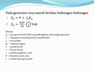 Generator arus searah (utilitas) | PPT
