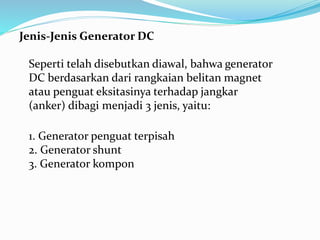 Generator arus searah (utilitas) | PPT
