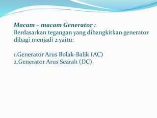 Generator arus searah (utilitas) | PPT