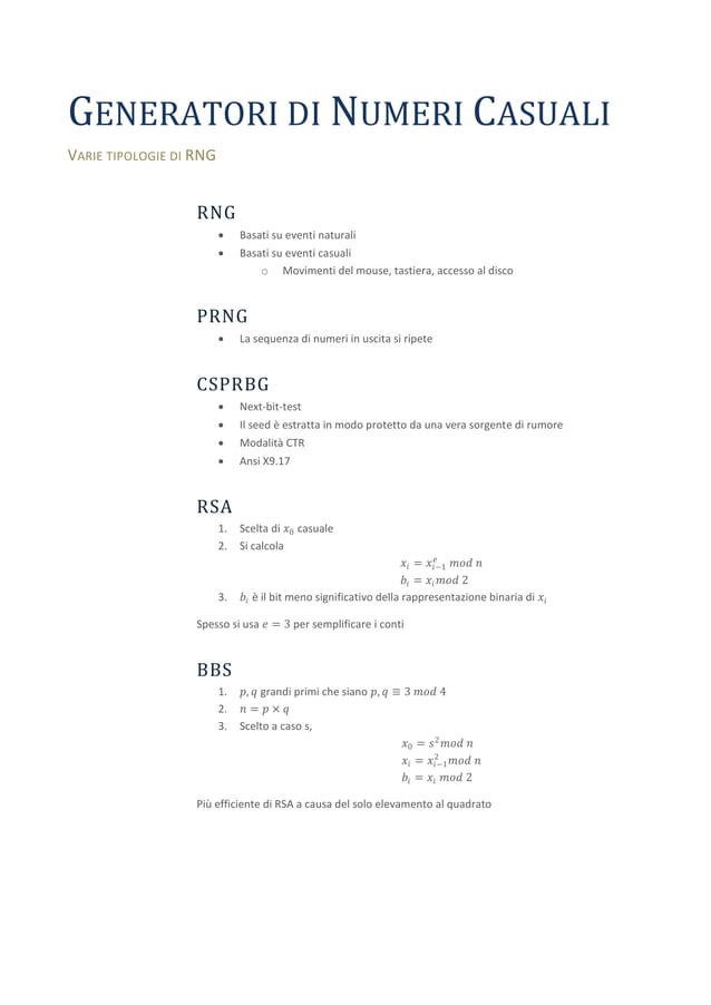 Generatori di numeri casuali | PDF