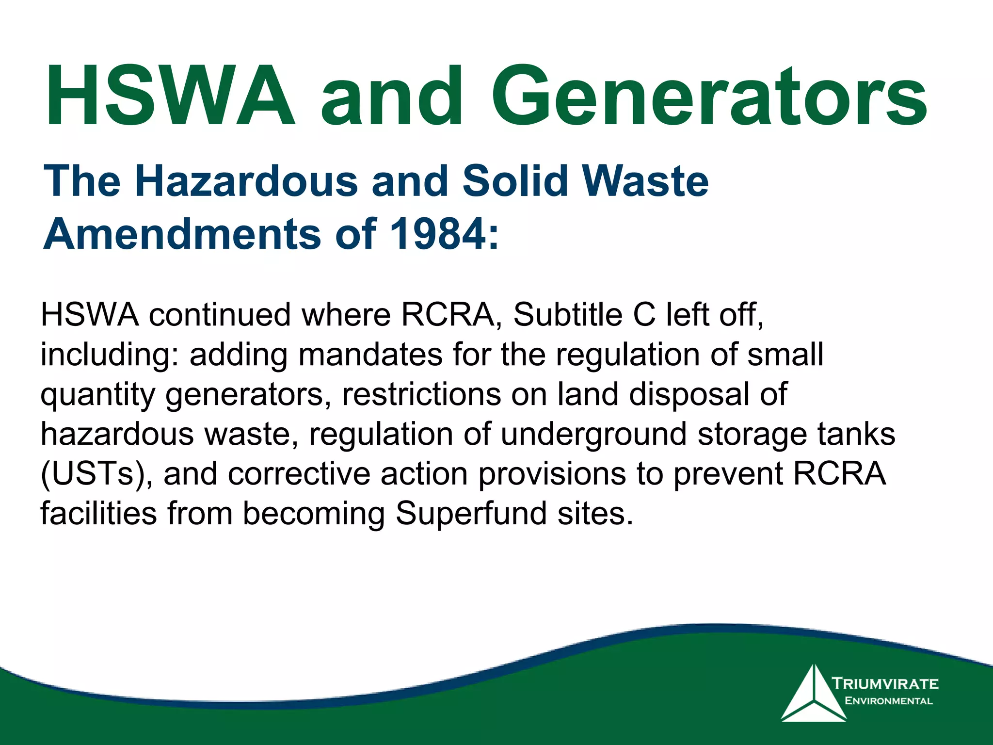 The Hazardous Waste Generator Improvements Rule Proposal | PDF