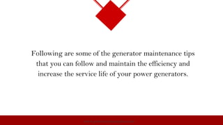 Generator Maintenance Tips | Power Systems Plus | PPTX