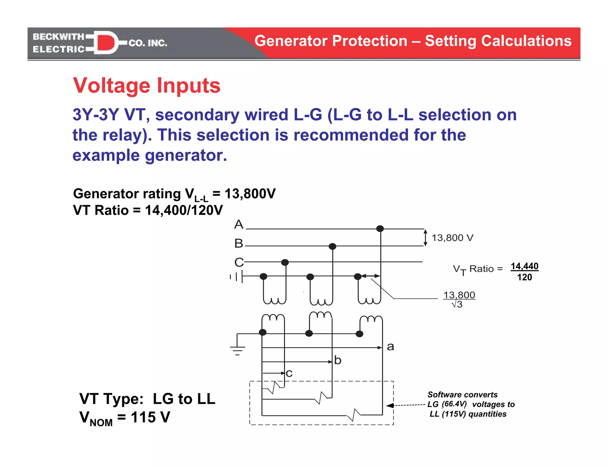 Generator protection calculations settings | PDF