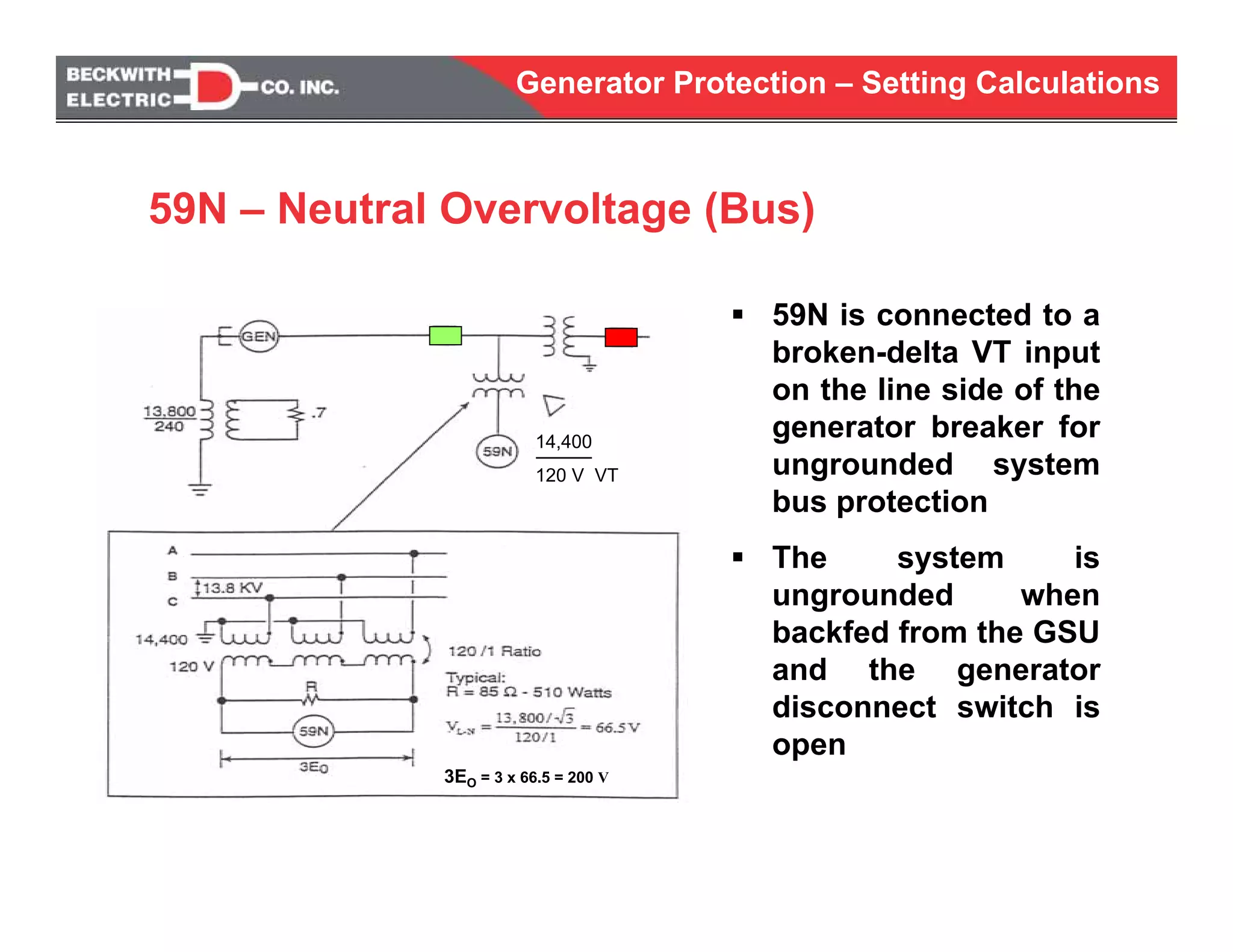 Generator protection calculations settings | PDF