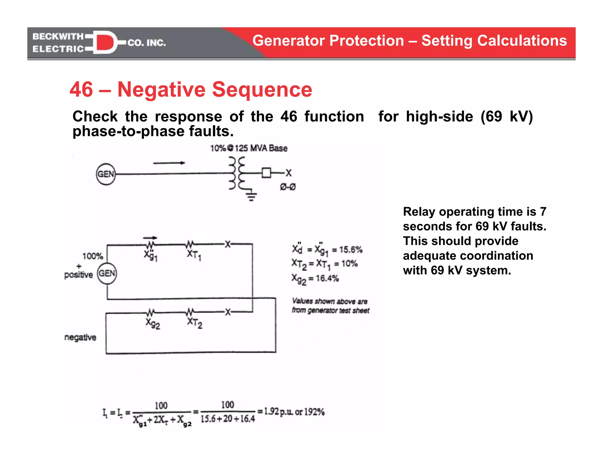 Generator protection calculations settings | PDF
