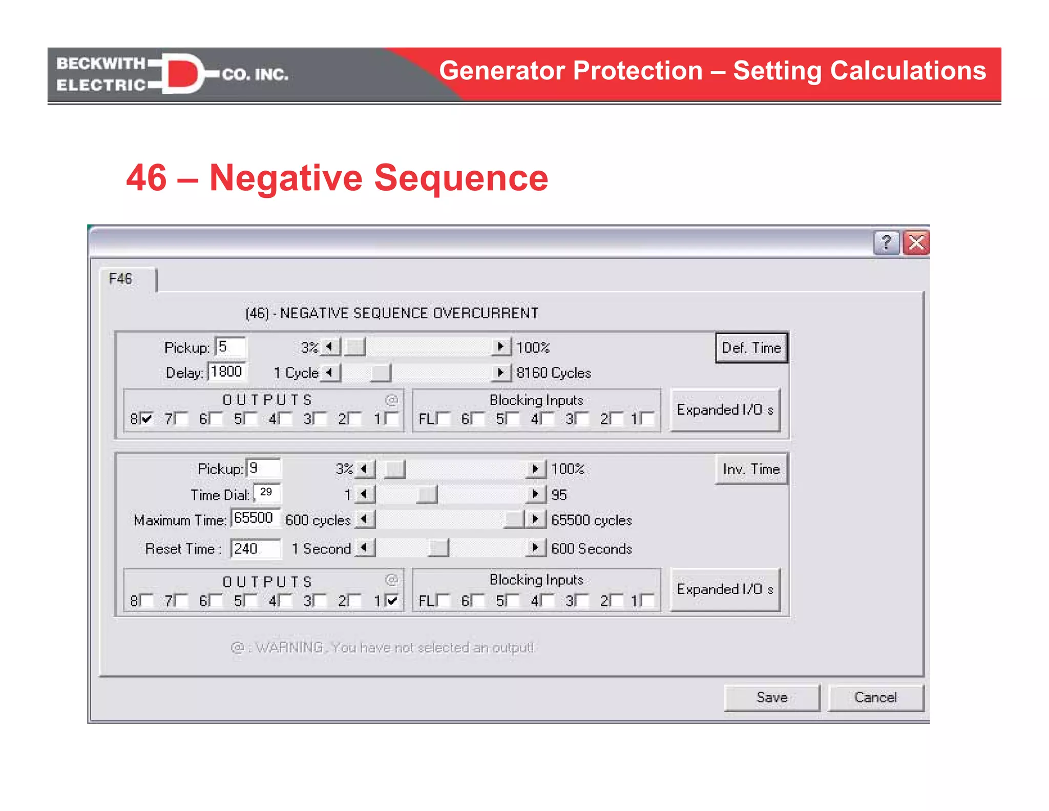 Generator protection calculations settings | PDF