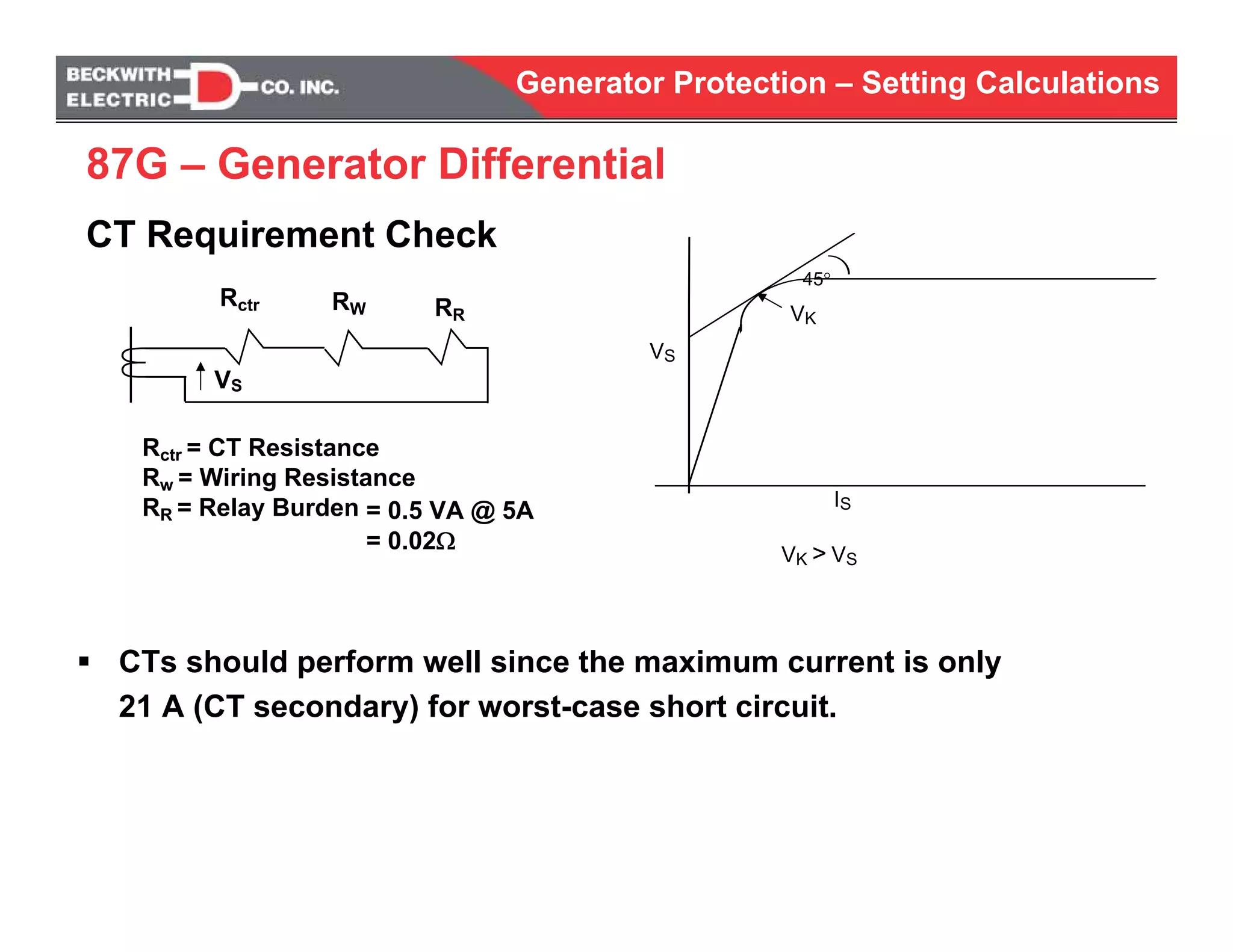 Generator protection calculations settings | PDF