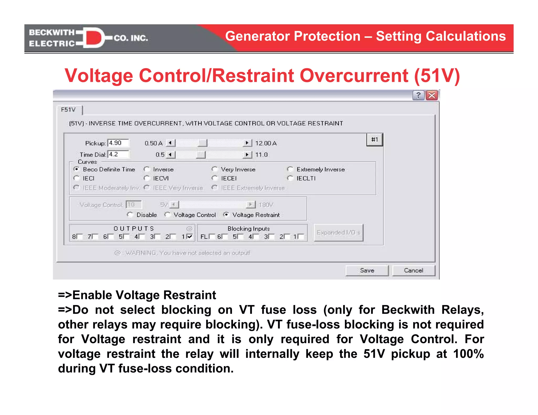 Generator protection calculations settings | PDF