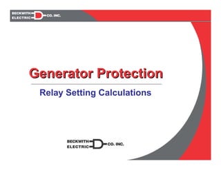Generator protection calculations settings | PDF