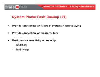 Generator protection calculations settings | PDF