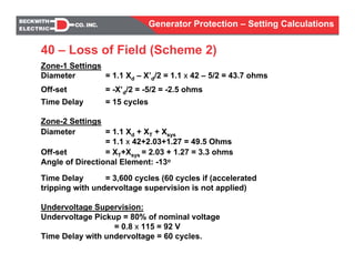 Generator protection calculations settings | PDF