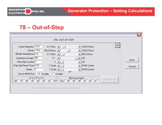 Generator protection calculations settings | PDF