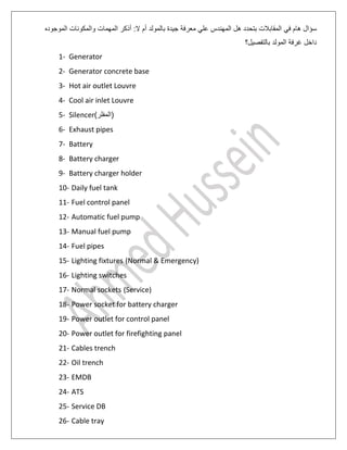 Generator room LAYOUT AND DETAILS OF THE ROOM | PDF