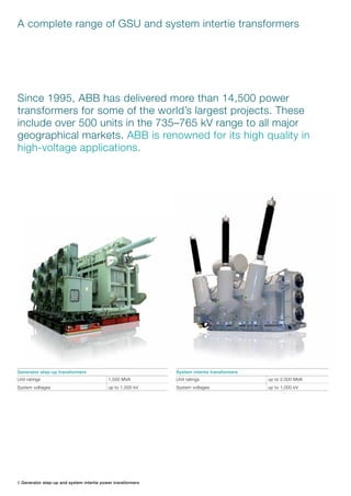 Generator step-up and system intertie power transformers Securing high ...