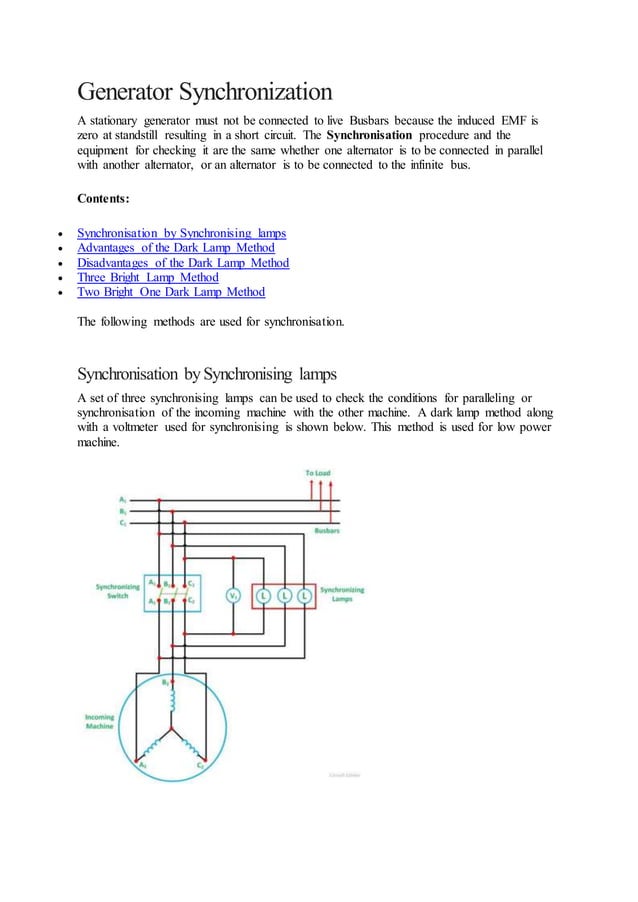 Generator synchronization | DOCX