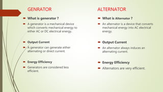 Generator vs alternator | PPTX