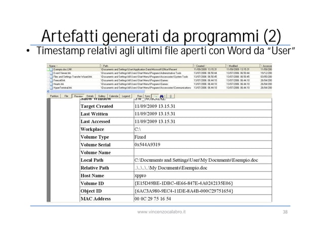 Vincenzo Calabrò - Generazione ed Analisi di una Timeline Forense | PPT