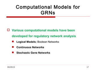 Gene regulatory networks | PPT