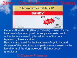 Generic Albendazole (Bandy Tablets) | PPT
