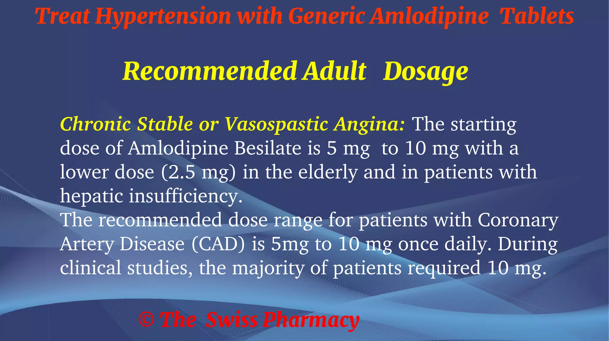 Treat Hypertension with Generic Amlodipine Besylate Tablets | PDF