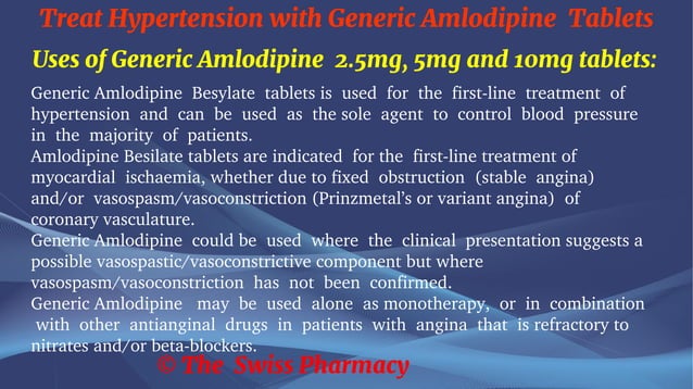 Treat Hypertension with Generic Amlodipine Besylate Tablets | PDF