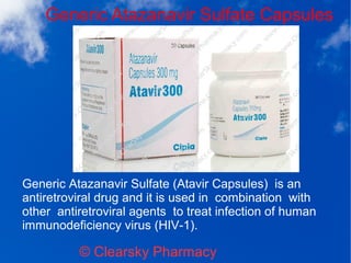Generic Atazanavir Sulfate (Atavir Capsules) | ODP