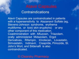 Generic Atazanavir Sulfate (Atavir Capsules) | ODP