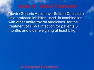 Generic Atazanavir Sulfate (Atavir Capsules) | ODP