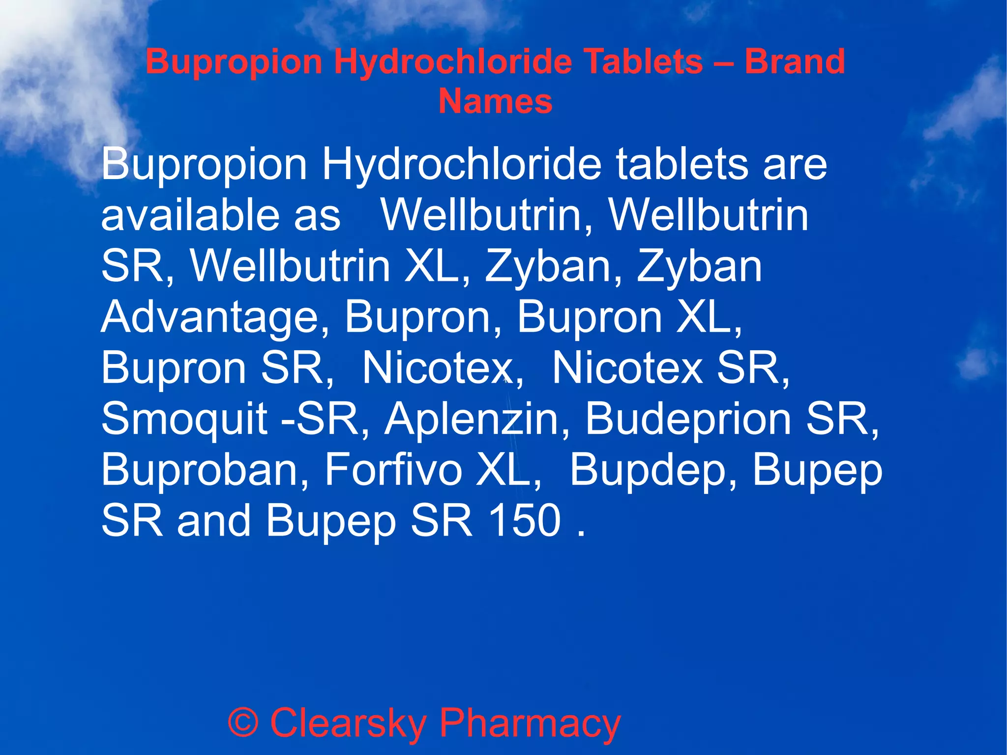 Generic Bupropion (Bupron Tablets) | ODP