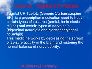 Generic Carbamazepine ER (Tegrital CR Tablets) | ODP | Skin and ...