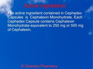 Generic Cephalexin (Cephadex Capsules) | PPT
