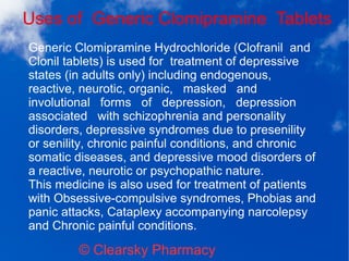 Generic Clomipramine Hydrochloride Tablets | ODP