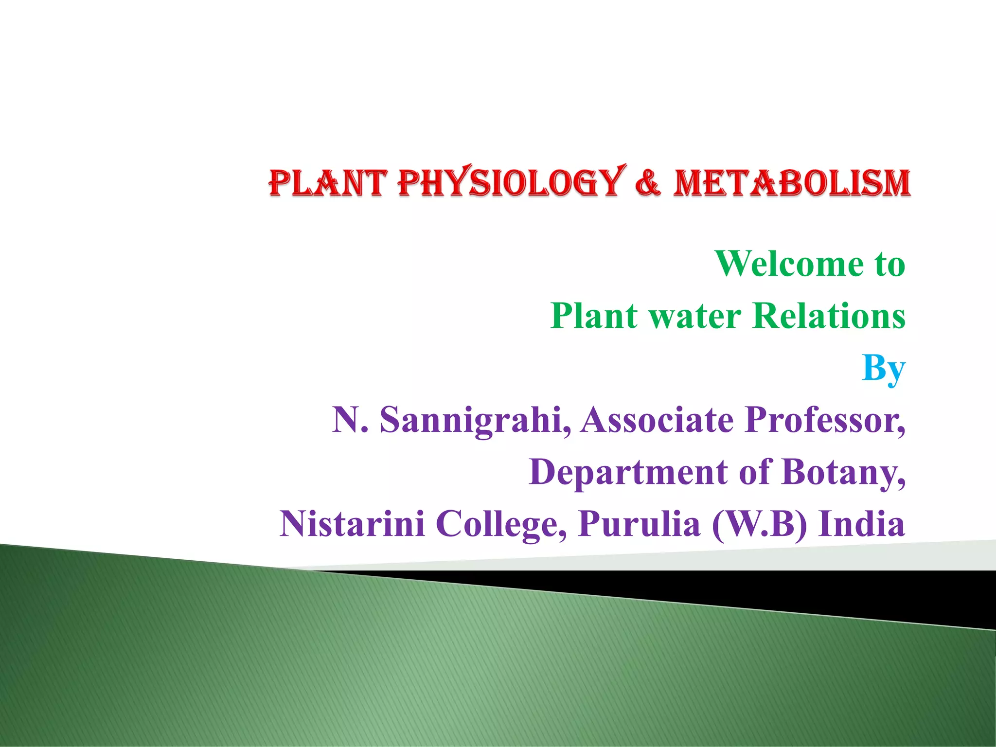 Plant Physiology-Water relations | PDF