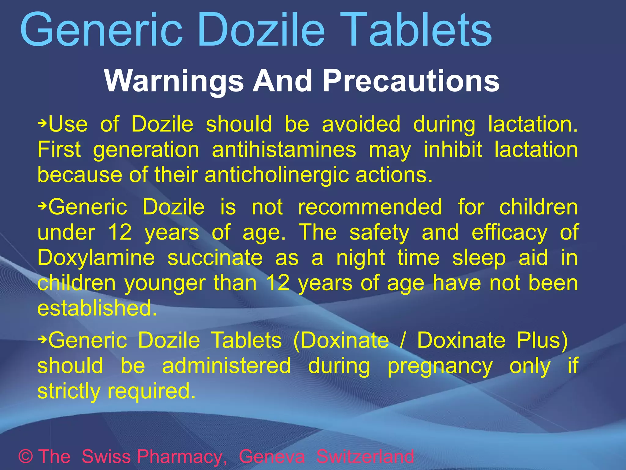 Generic Dozile Tablets for Relief of Sleeplessness | PPT