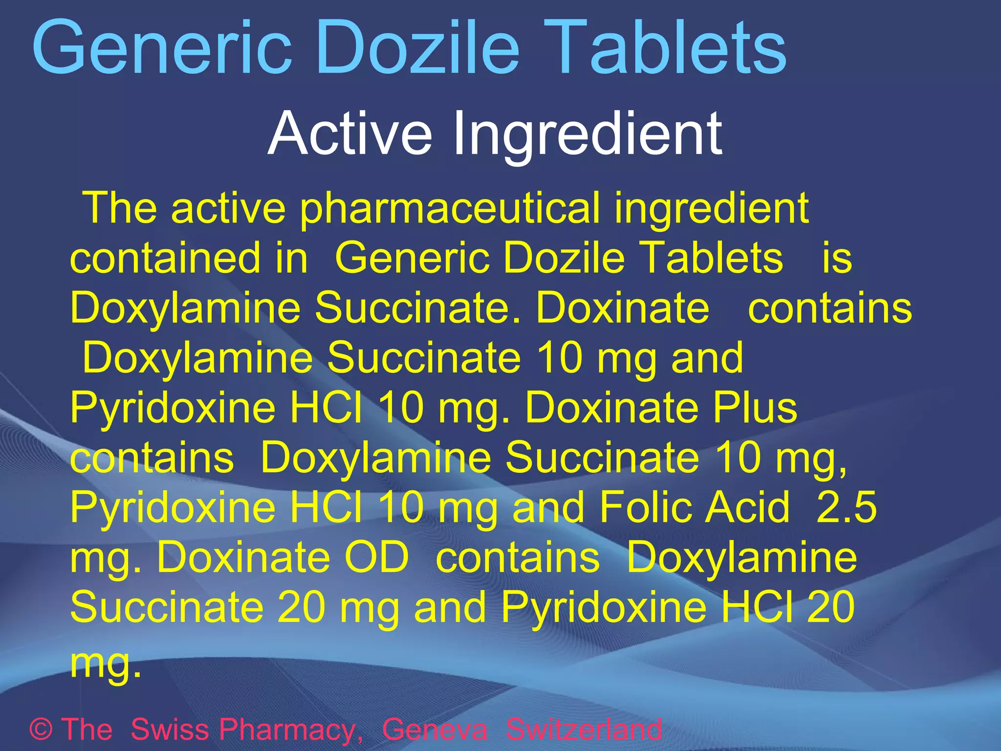 Generic Dozile Tablets for Relief of Sleeplessness | PPT