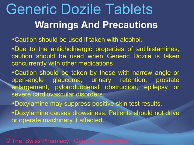 Generic Dozile Tablets for Relief of Sleeplessness