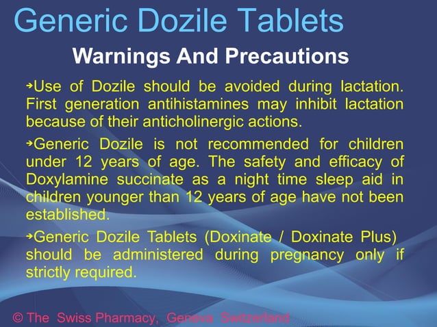 Generic Dozile Tablets for Relief of Sleeplessness